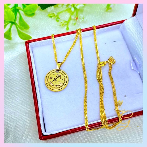 Jewelry | 18k Real Solid Gold Zodian Sign Necklace 18 | Poshmark